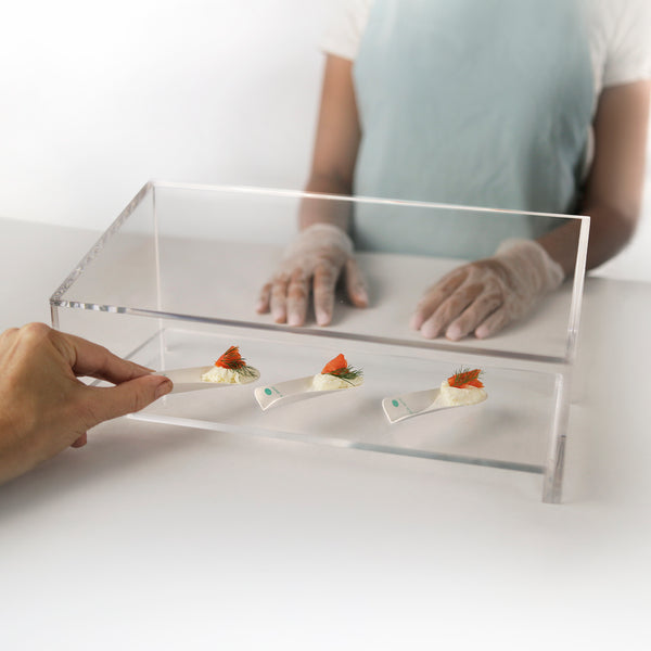 SafeServe plexi sneeze guard to protect food for sampling, clear food ...